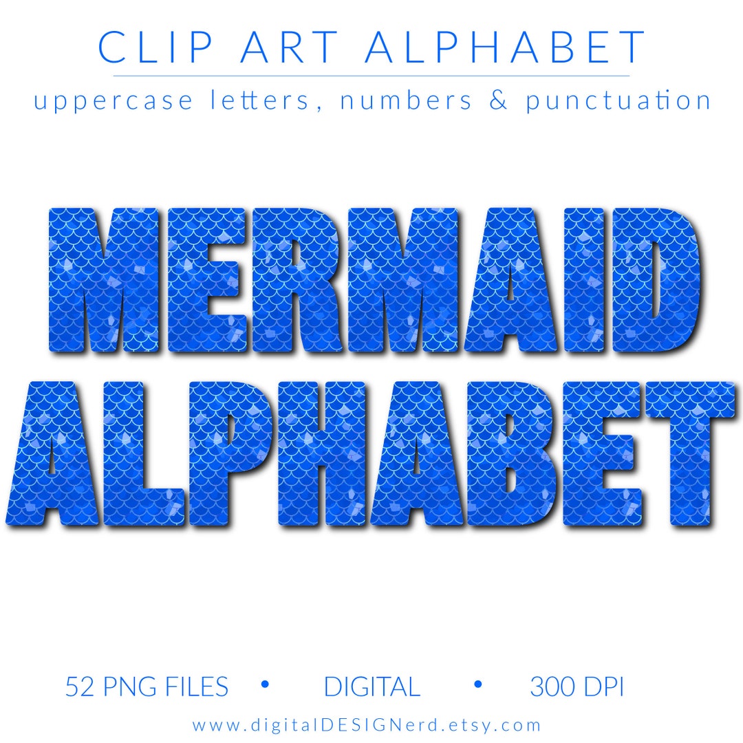 Mermaid Scales Alphabet Clip Art: Sapphire Blue PNG (digital Download ...