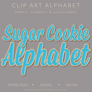 Pacific Blue Icing Frosted Sugar Cookie Alphabet | 78 PNG Digital Clip ...