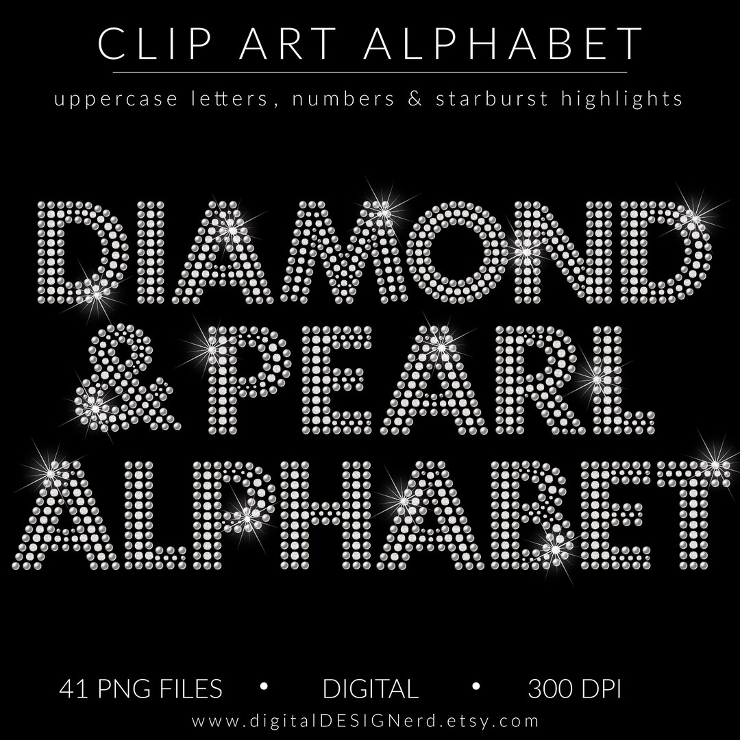 Silver Pearl & Diamond Gemstone Alphabet | Fancy Bling Letters Numbers ...