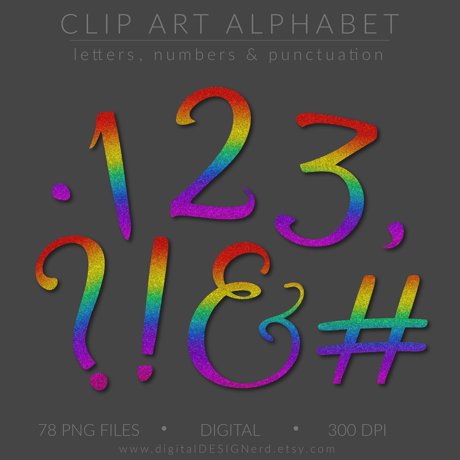 Vivid Rainbow Ombre Glitter Alphabet Clip Art Letters - Etsy