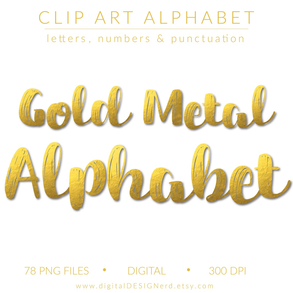 Bright Gold Foil Alphabet | Clip Art Letters, Numbers & Punctuation ...