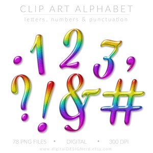 Bright Rainbow Ombre Metallic Sparkle Gel Alphabet | 78 Digital Clip ...