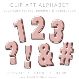 Clip Art Beveled Metal Alphabet | Light Rose Gold Metallic Letters ...