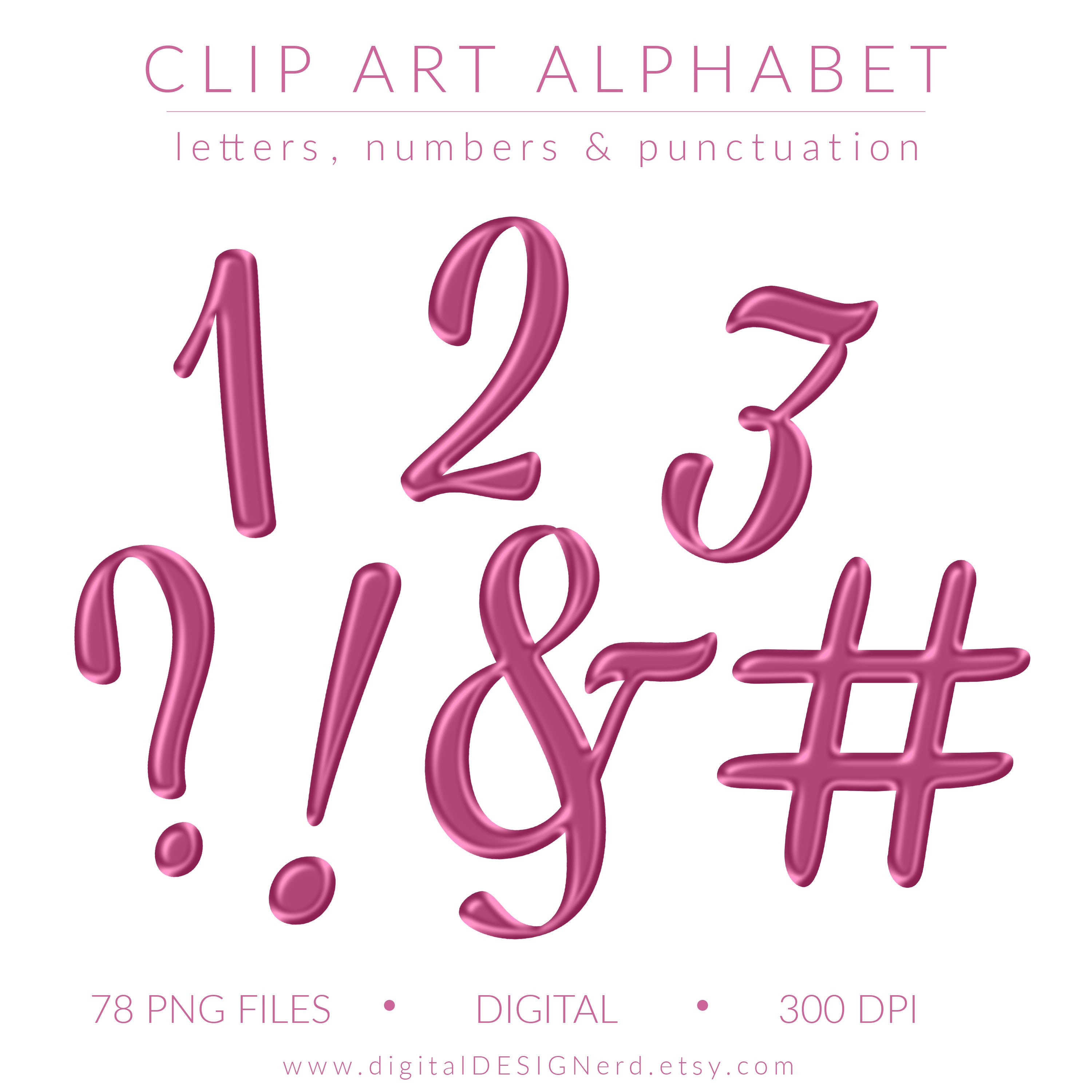 Clip Art Metallic Gel Alphabet | Shimmering Pink Rose Letters Numbers ...
