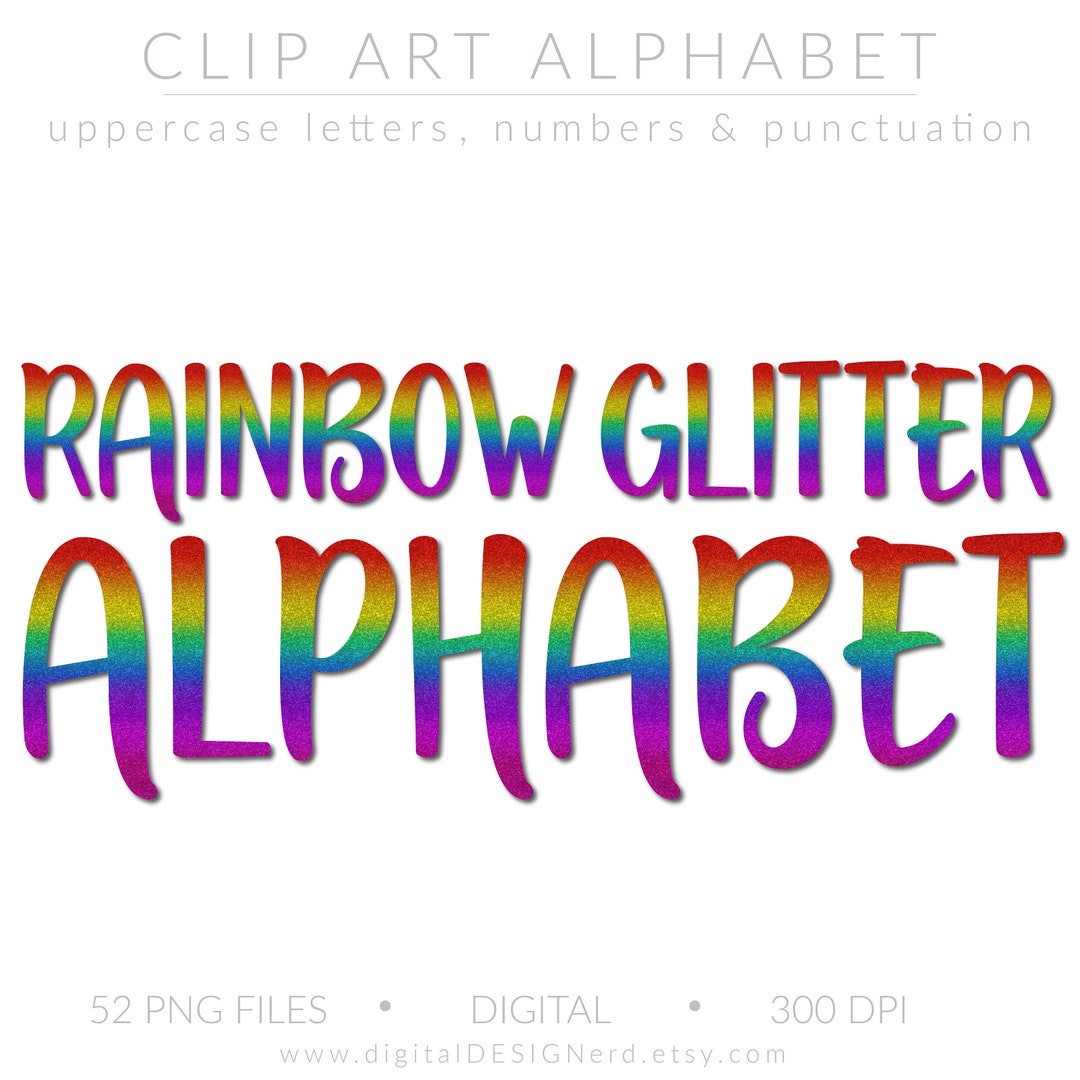 Rainbow Glitter Alphabet Clip Art: PNG Digital Letters (digital ...
