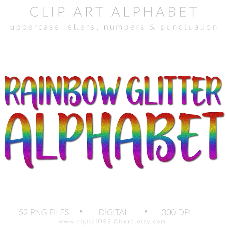 Vivid Rainbow Ombre Glitter Alphabet Clip Art Letters | Etsy