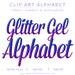 Clip Art Metallic Sparkle Gel Alphabet Dark Blue Violet Ombre Glitter ...