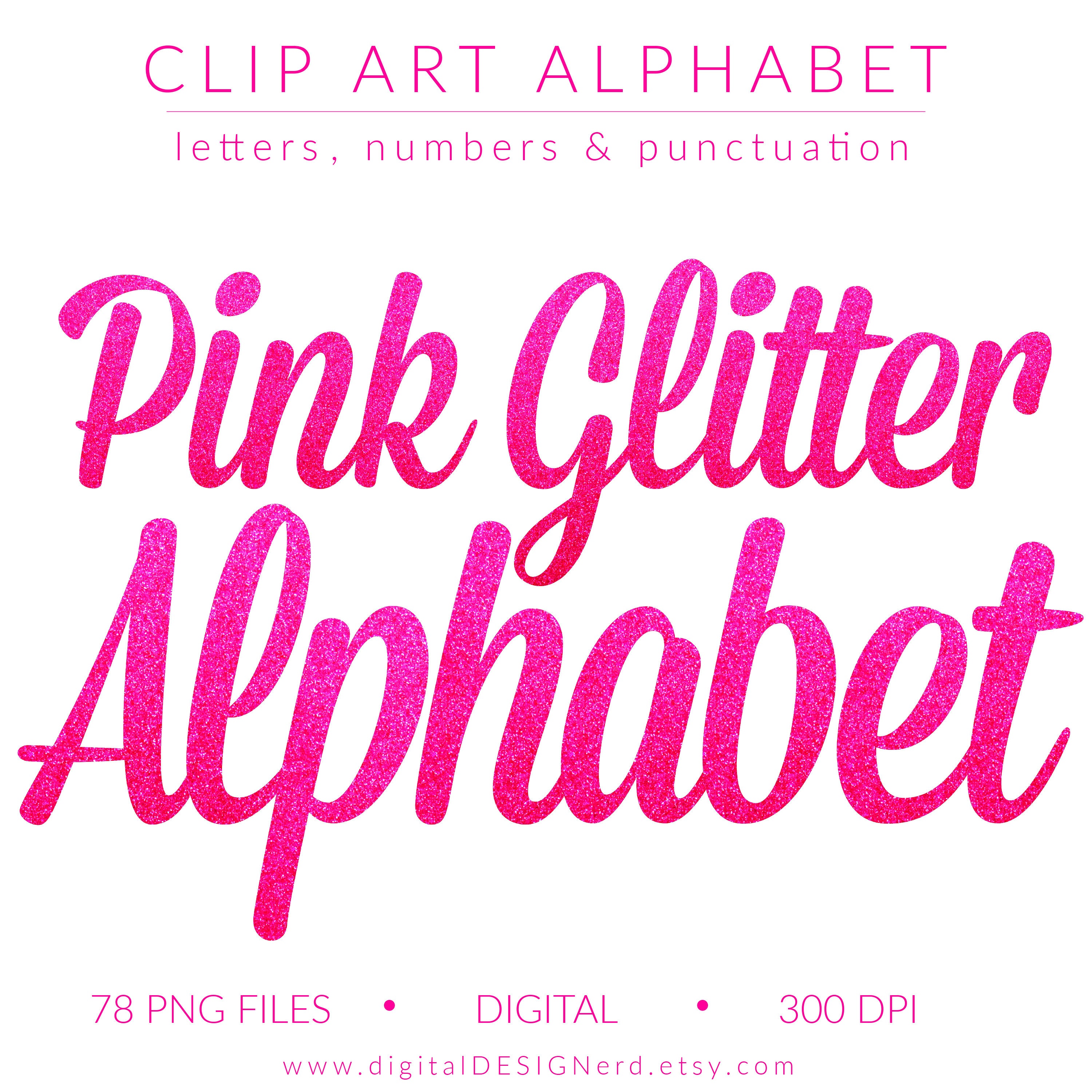 Clip Art Alphabet Hot Pink Glitter Letters Numbers & - Etsy UK