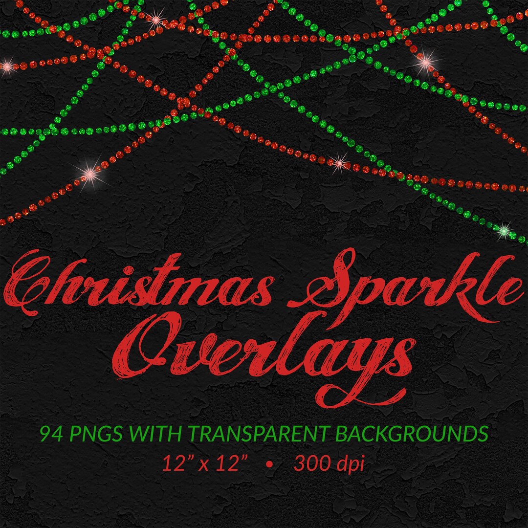 Christmas Overlays & Borders | Red and Green Glitter Sequin Garlands ...