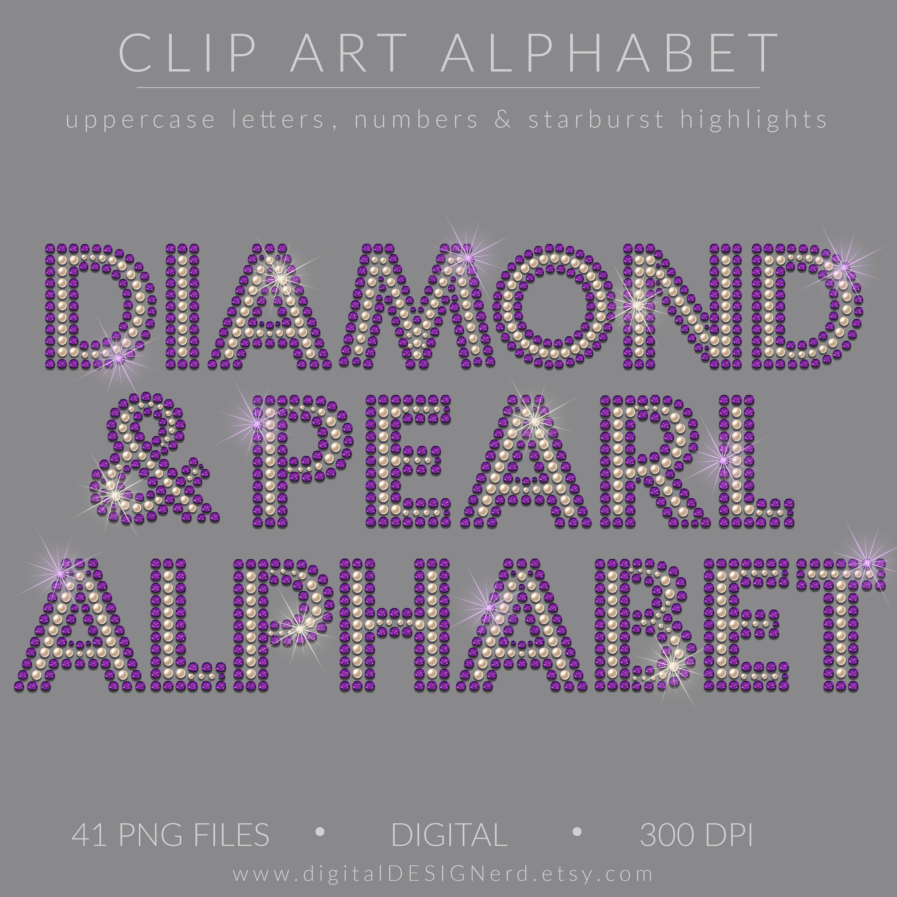 Amethyst & Ivory Pearl Gemstone Alphabet Bling Letters | Etsy