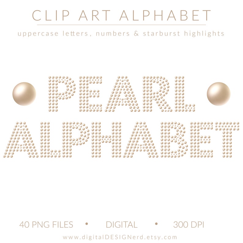 Ivory Pearl Gemstone Alphabet Clip Art Letters Numbers - Etsy