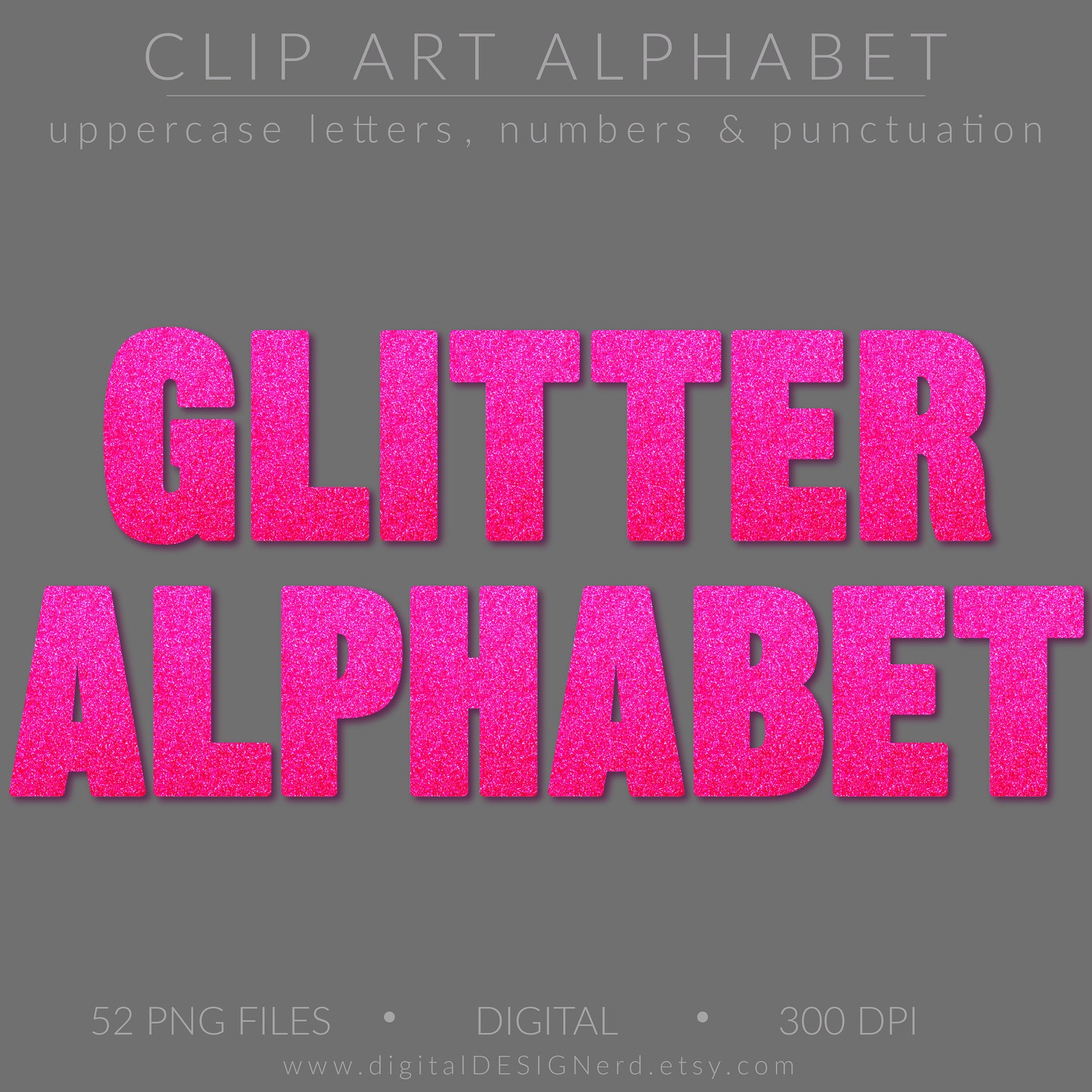 Clip Art Alphabet Hot Pink Glitter Letters Numbers & | Etsy