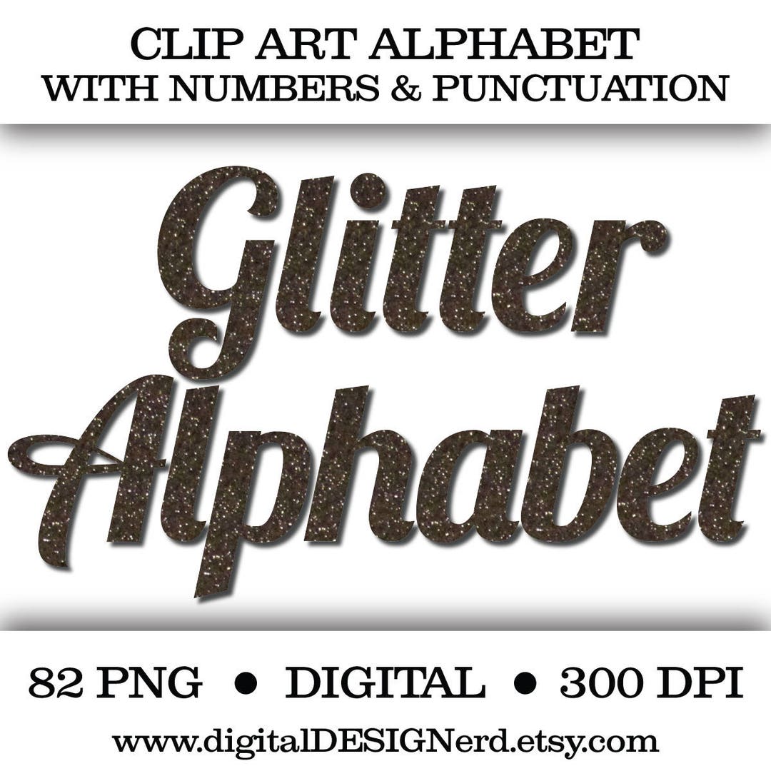 Black Bokeh Glitter Alphabet - Clip Art Letters, Numbers & Punctuation ...