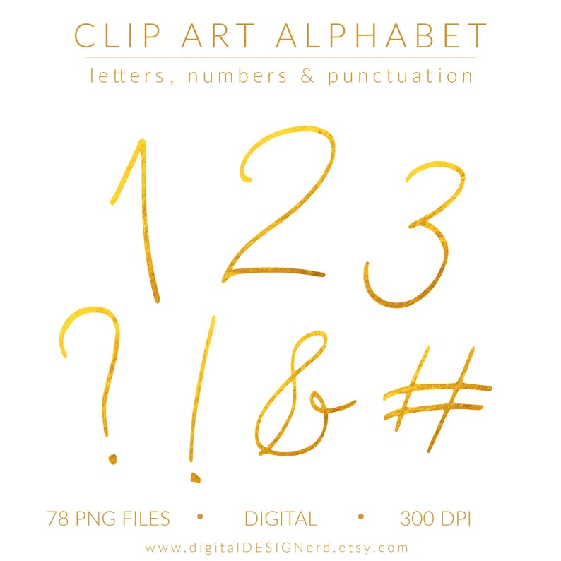 Gold Foil Alphabet Clip Art: Metallic Letters, Numbers (PNG Files) - Etsy