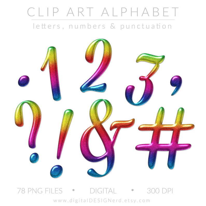 Rainbow Ombre Metallic Sparkle Gel Alphabet Clip Art Letters | Etsy