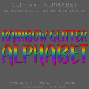 Vivid Rainbow Ombre Glitter Alphabet | Clip Art Letters Numbers ...