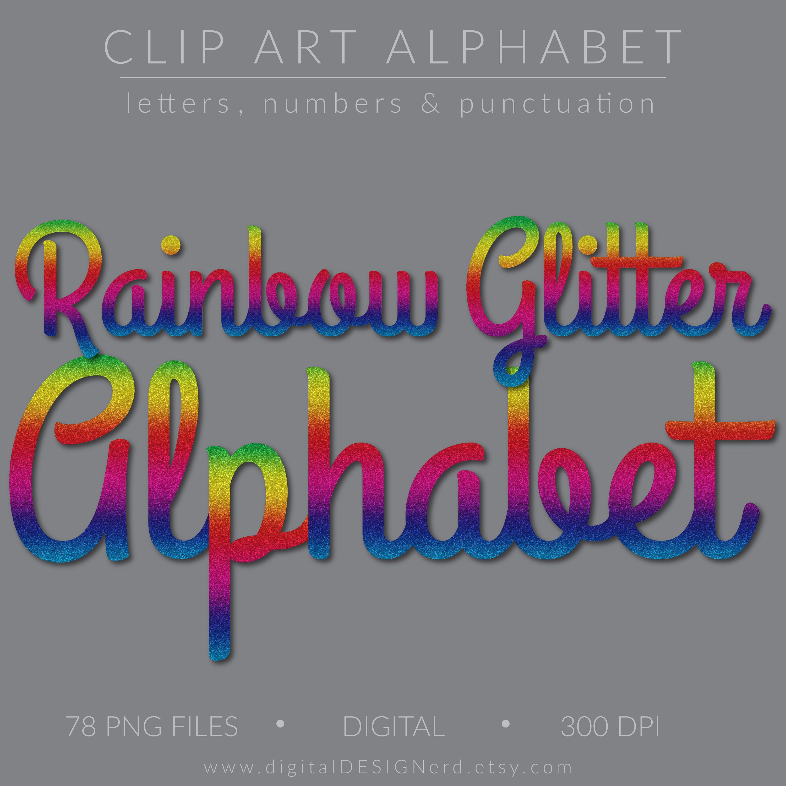 Rainbow Ombre Glitter Alphabet Clip Art Letters Numbers & | Etsy