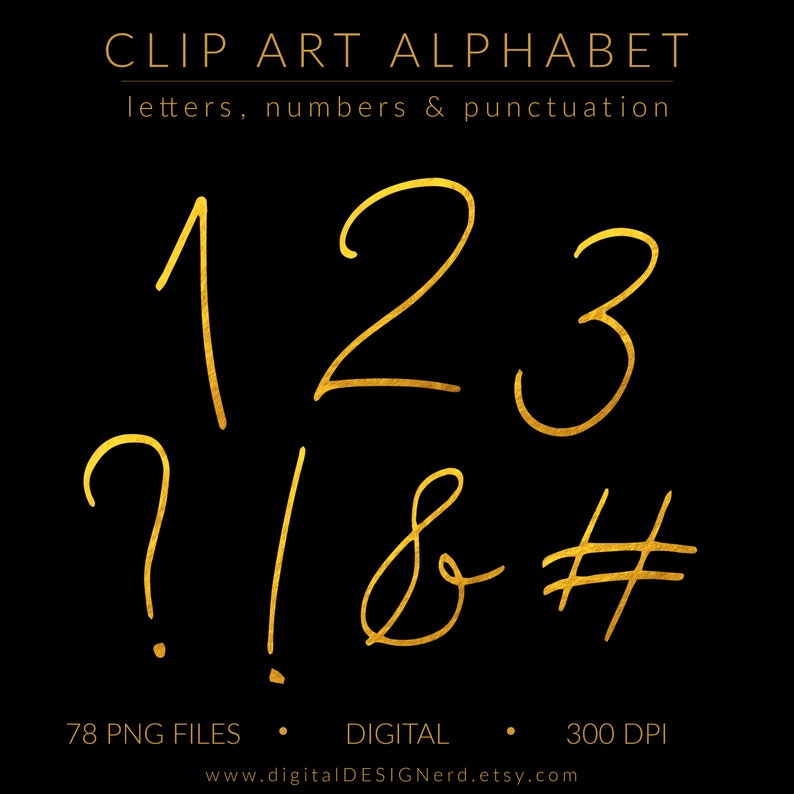 Gold Foil Alphabet Clip Art: Metallic Letters, Numbers (PNG Files) - Etsy