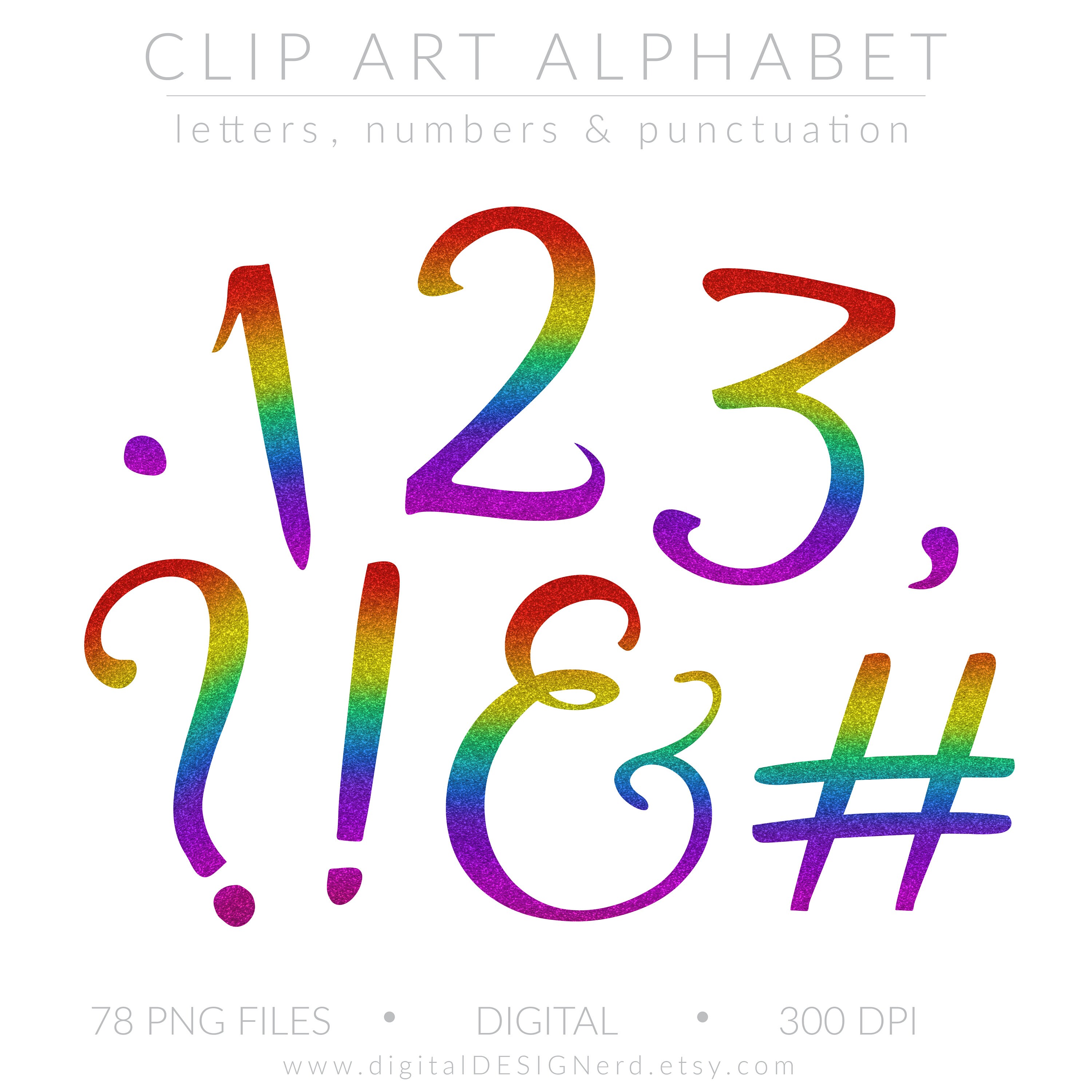 Vivid Rainbow Ombre Glitter Alphabet Clip Art Letters | Etsy