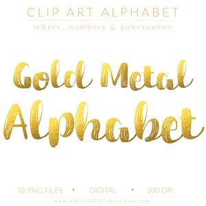 Bright Gold Foil Alphabet | Clip Art Letters, Numbers & Punctuation ...