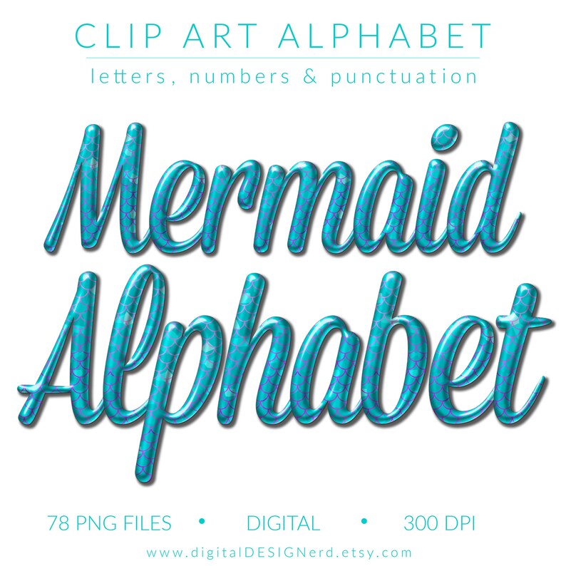 Mermaid Scales Clip Art Alphabet: Iridescent Blue Purple (digital ...