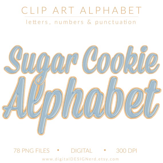 Frosted Sugar Cookie Clip Art Alphabet Light Blue Icing | Etsy Hong Kong