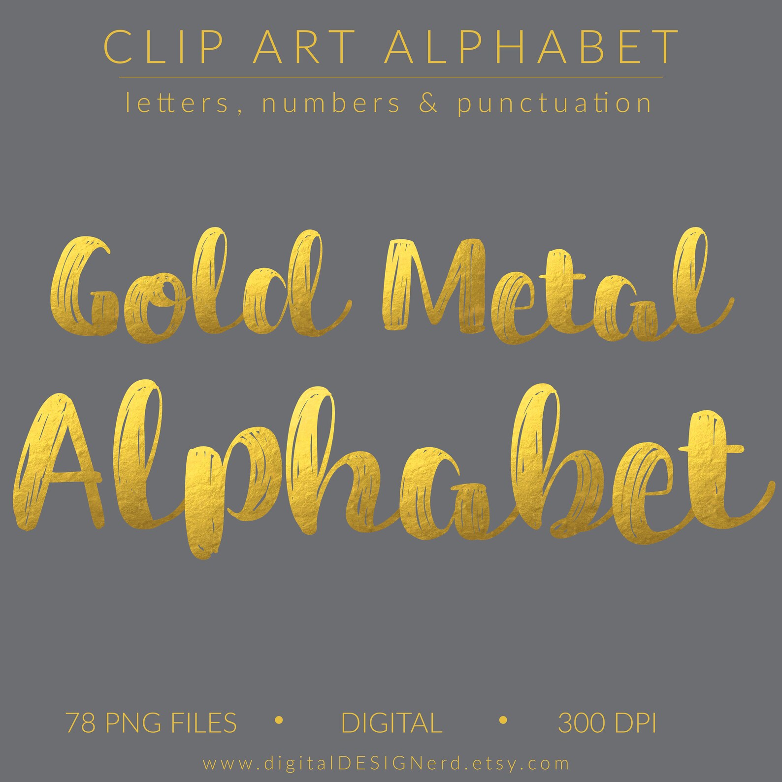 Bright Gold Foil Alphabet | Clip Art Letters, Numbers & Punctuation ...