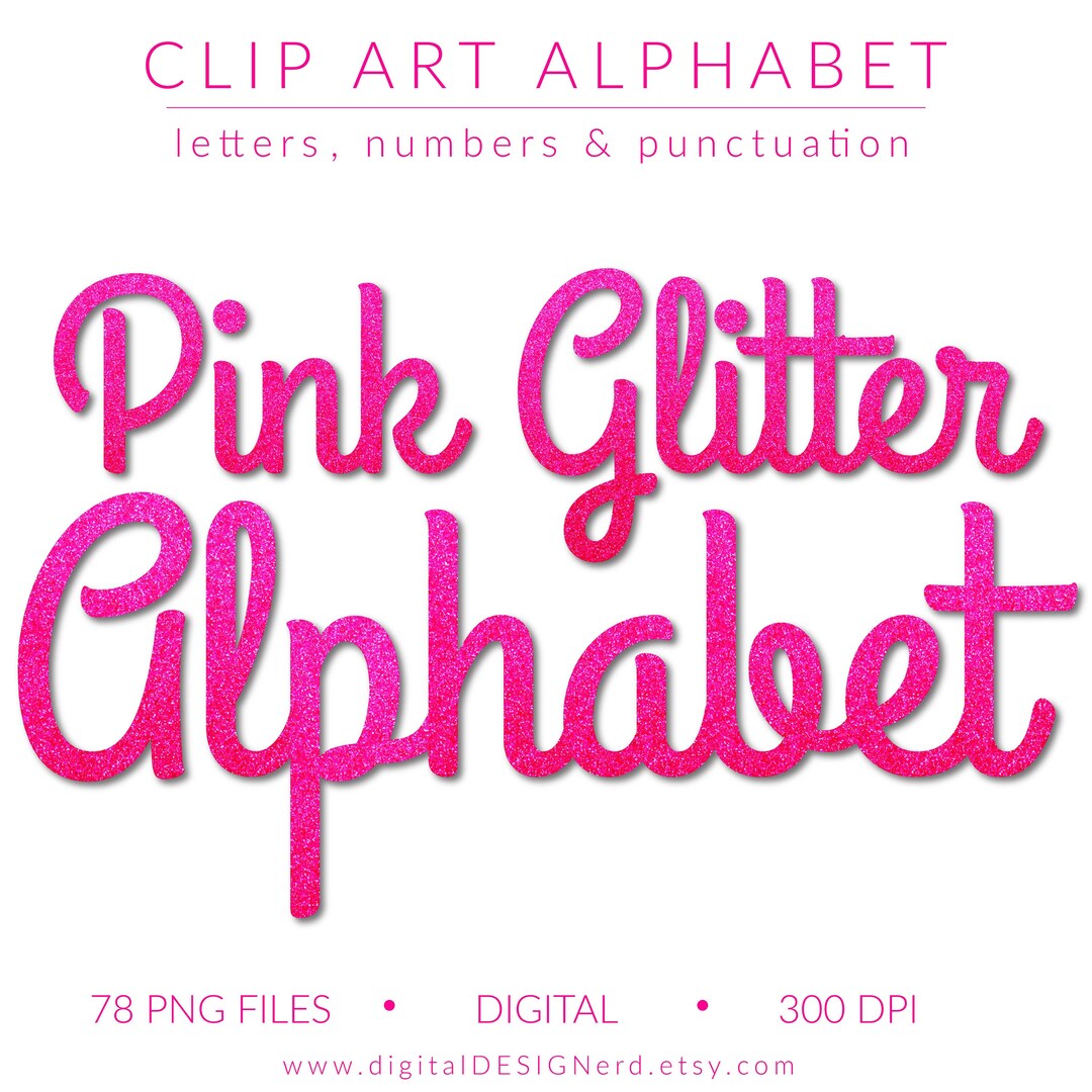 Clip Art Alphabet | Hot Pink Glitter Letters, Numbers & Punctuation ...