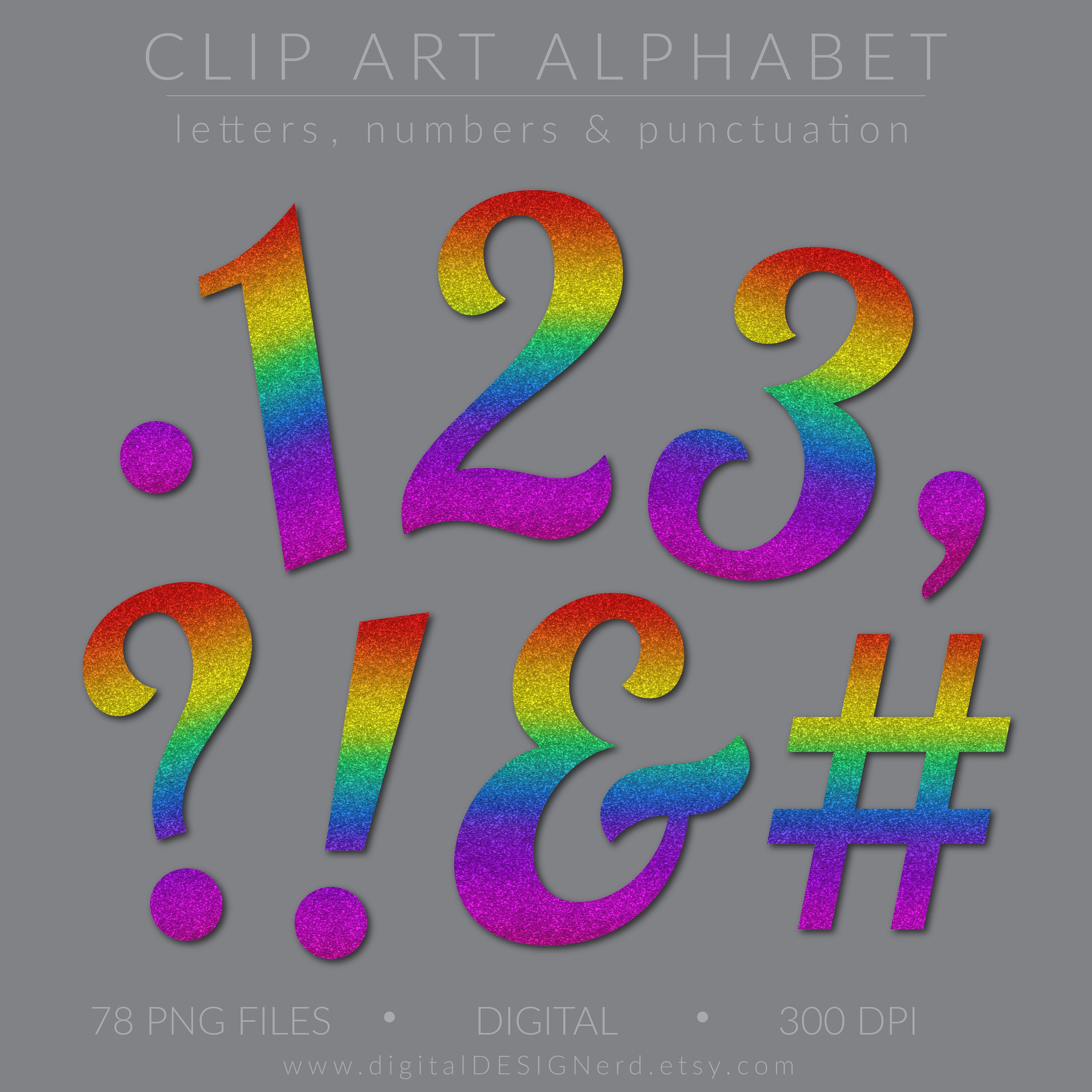 Vivid Rainbow Ombre Glitter Alphabet Clip Art Letters - Etsy