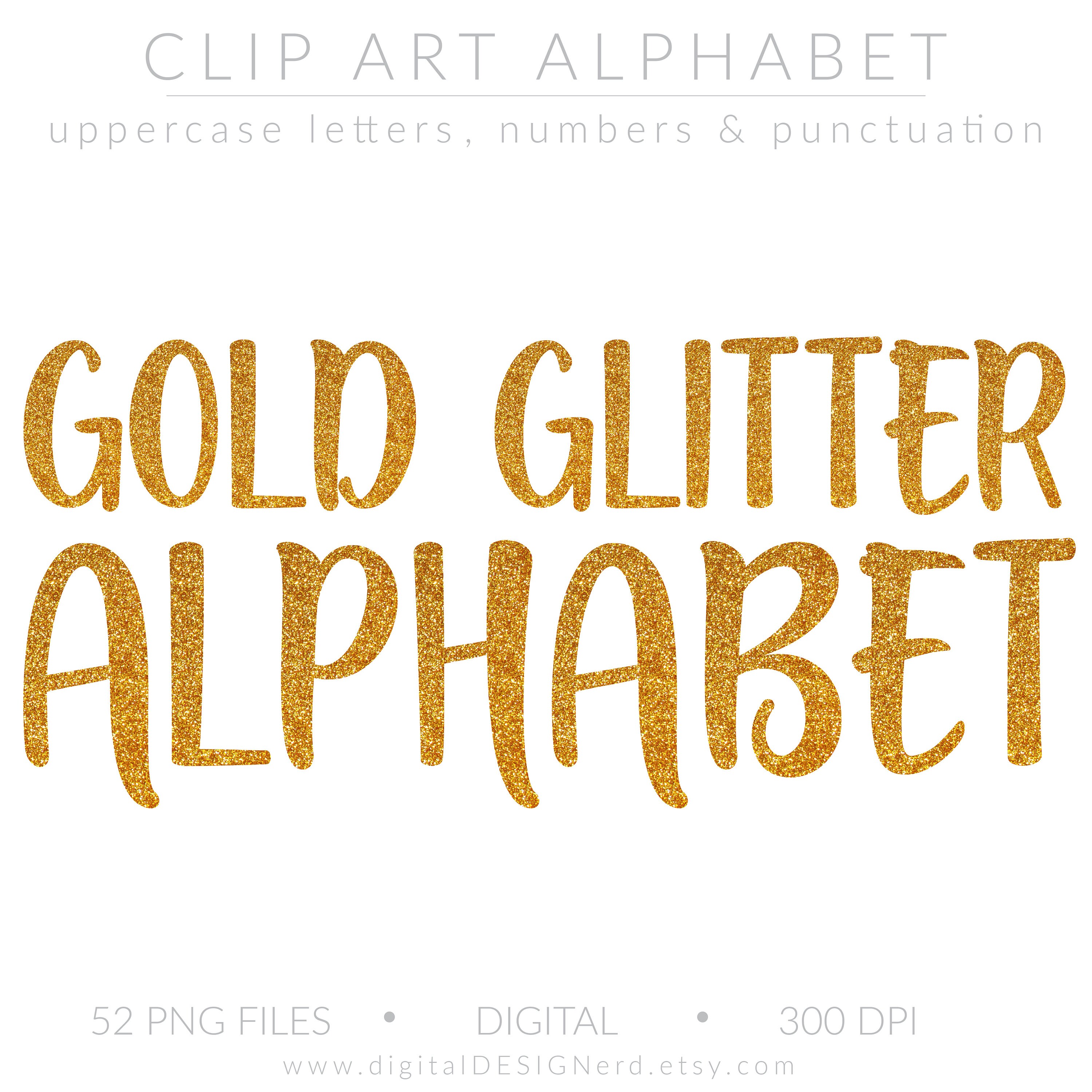 Bright Gold Glitter Alphabet Clip Art Letters Numbers - Etsy