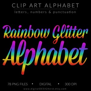 Bright Rainbow Ombre Glitter 2 Digital Alphabet | Clip Art Letters ...