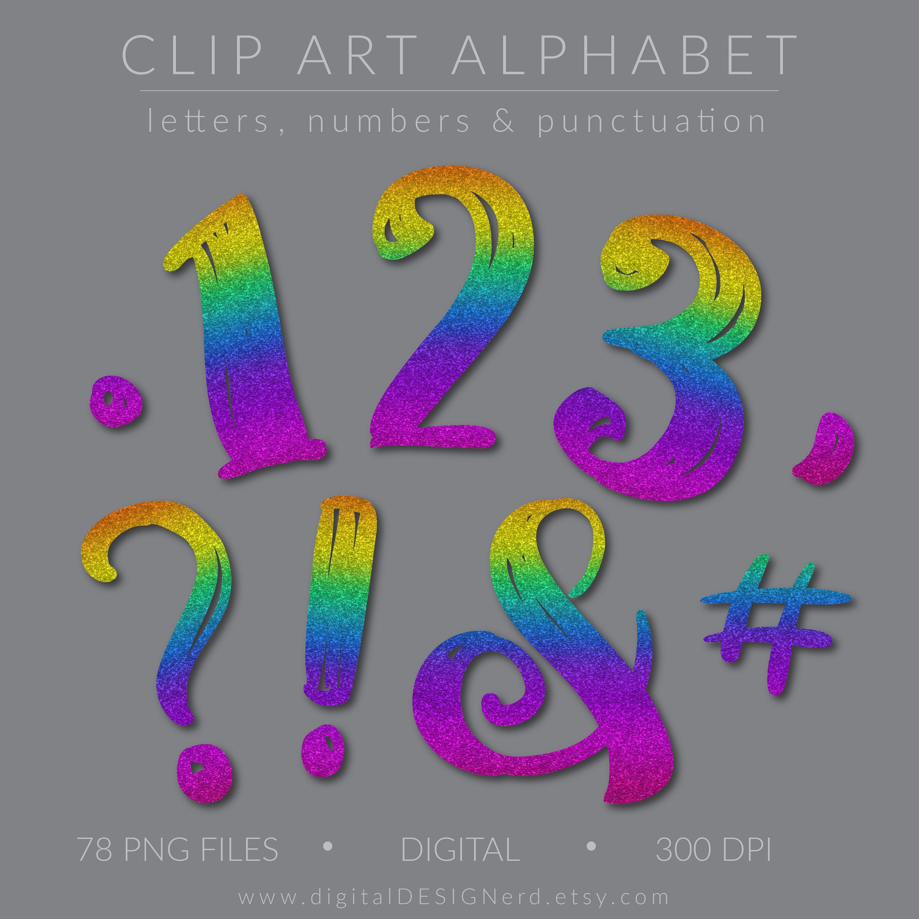 Vivid Rainbow Ombre Glitter Alphabet Clip Art Letters - Etsy