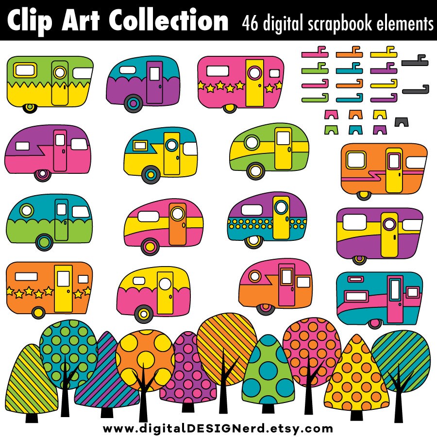 Vintage Camper Clip Art: Retro RV Graphics (digital Download) - Etsy