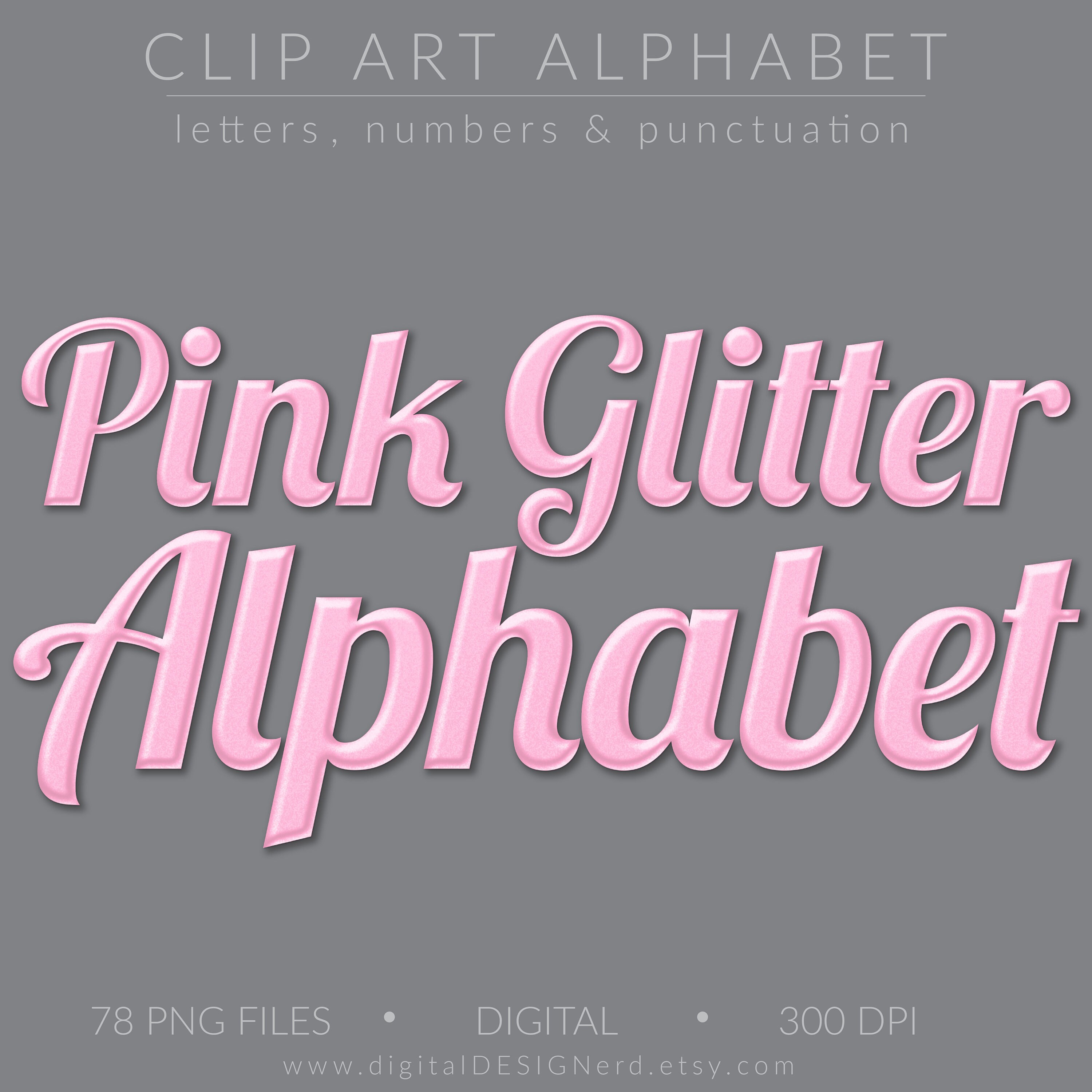 Light Pink Glitter Gel Alphabet Metallic Sparkle Clip Art | Etsy