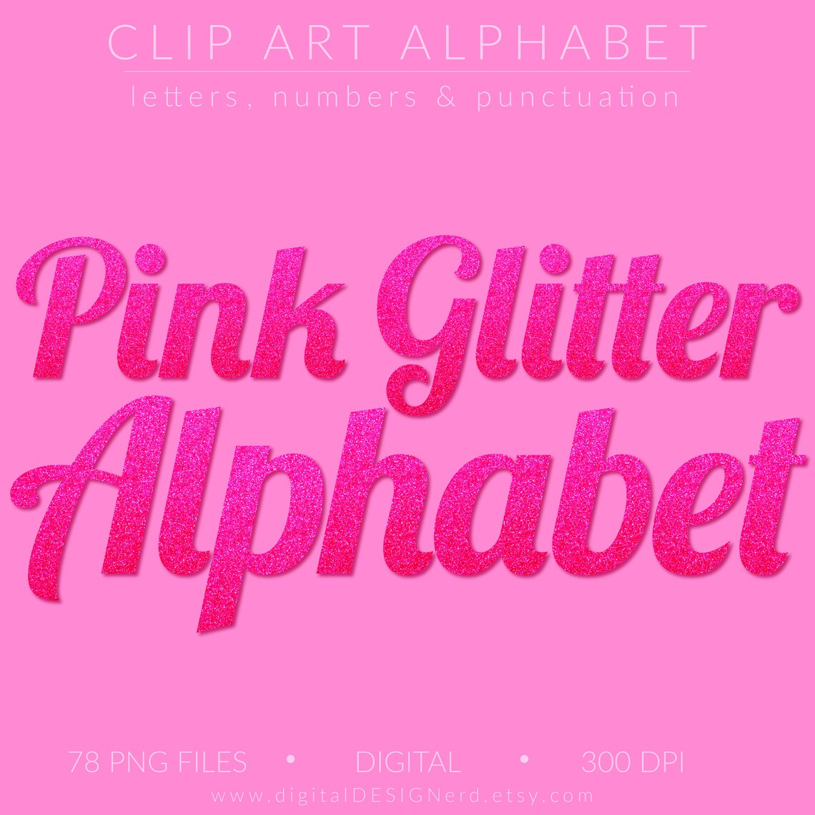 Clip Art Alphabet Hot Pink Glitter Letters Numbers & | Etsy