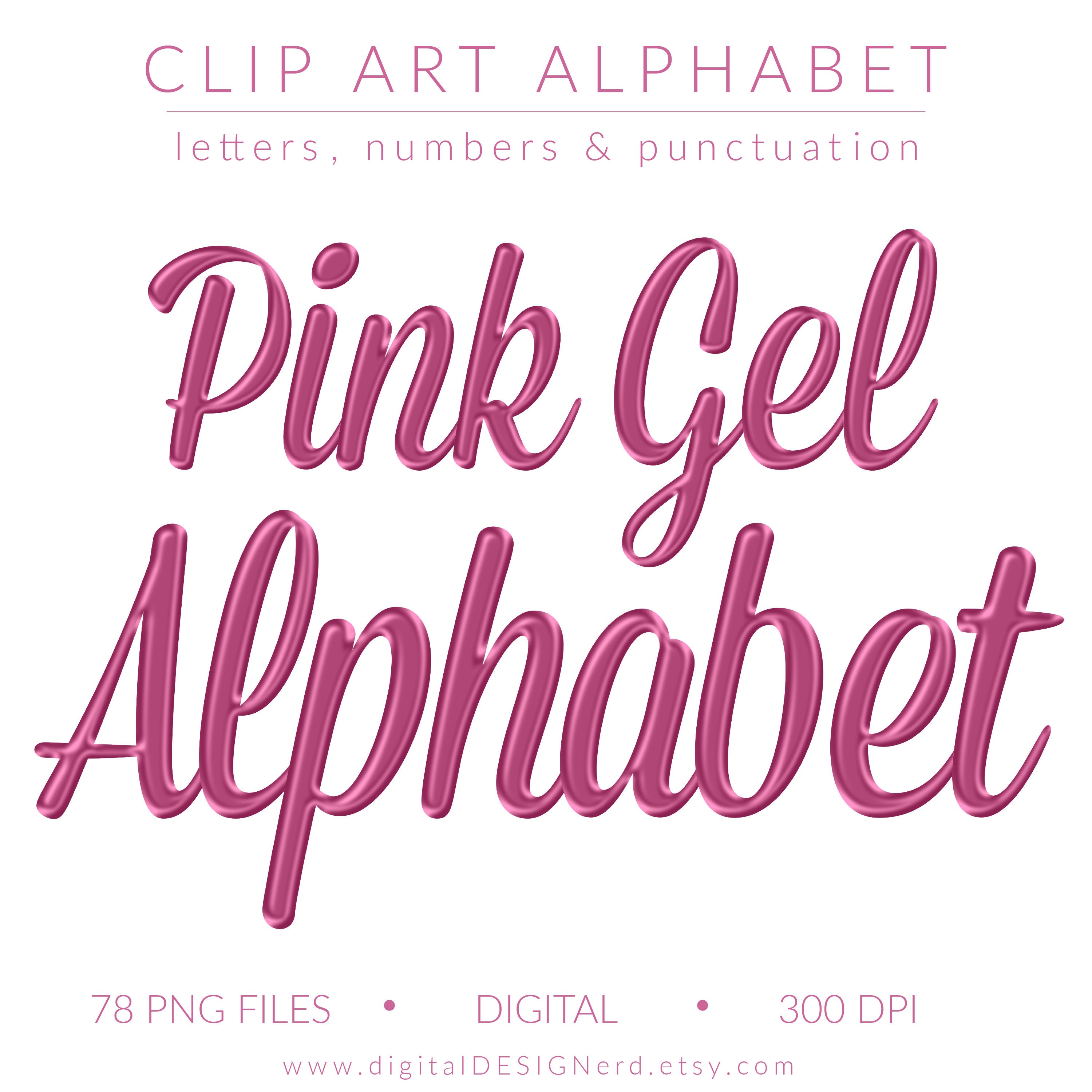 Clip Art Metallic Gel Alphabet Shimmering Pink Rose Letters - Etsy