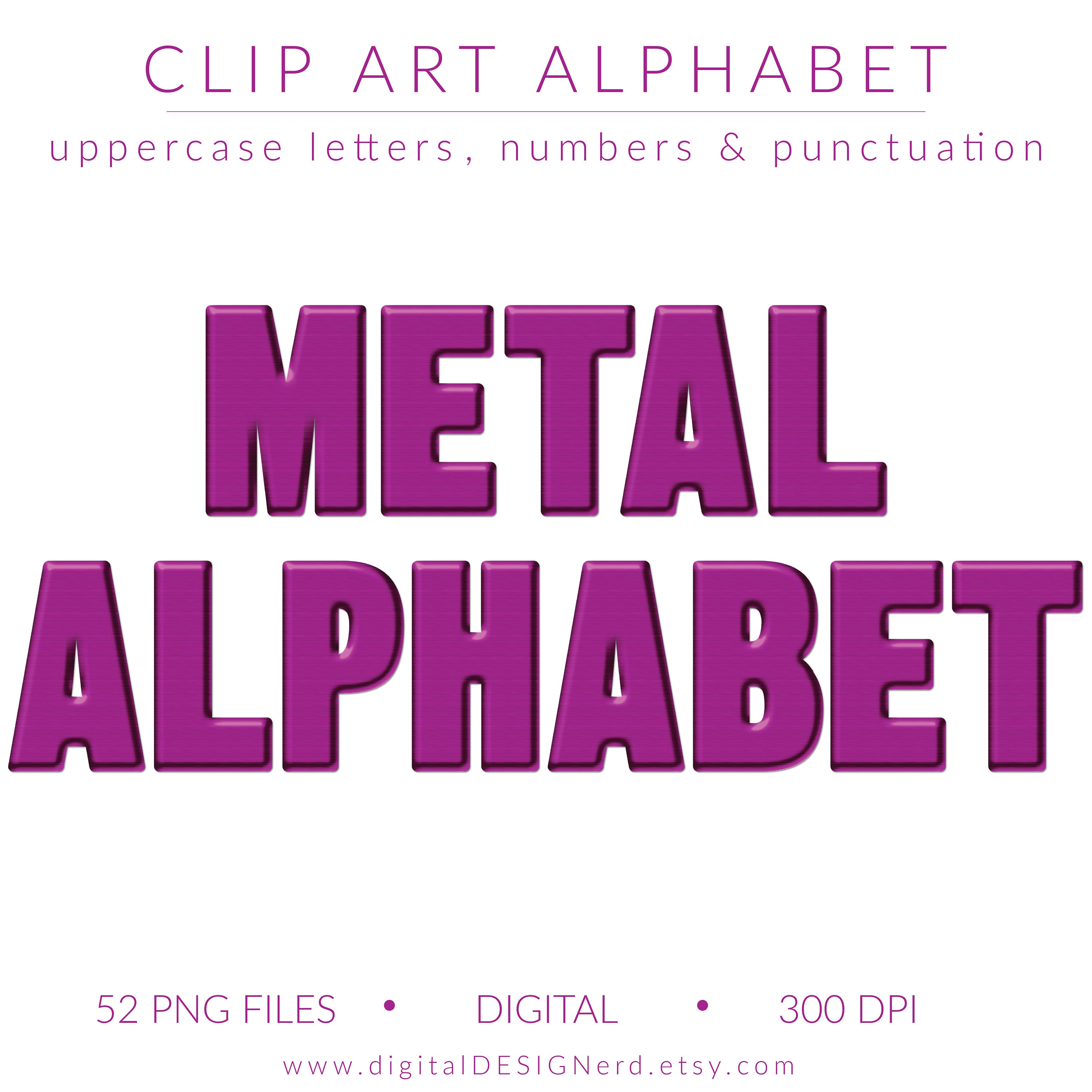Clip Art Beveled Metal Alphabet | Byzantine Purple Matte Metallic ...