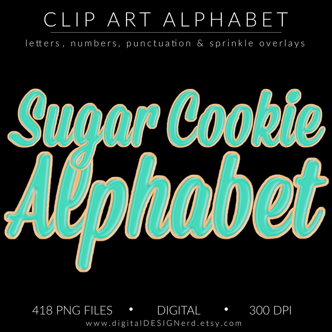 Turquoise Sugar Cookie Alphabet Clip Art: PNG Digital Letters (digital ...