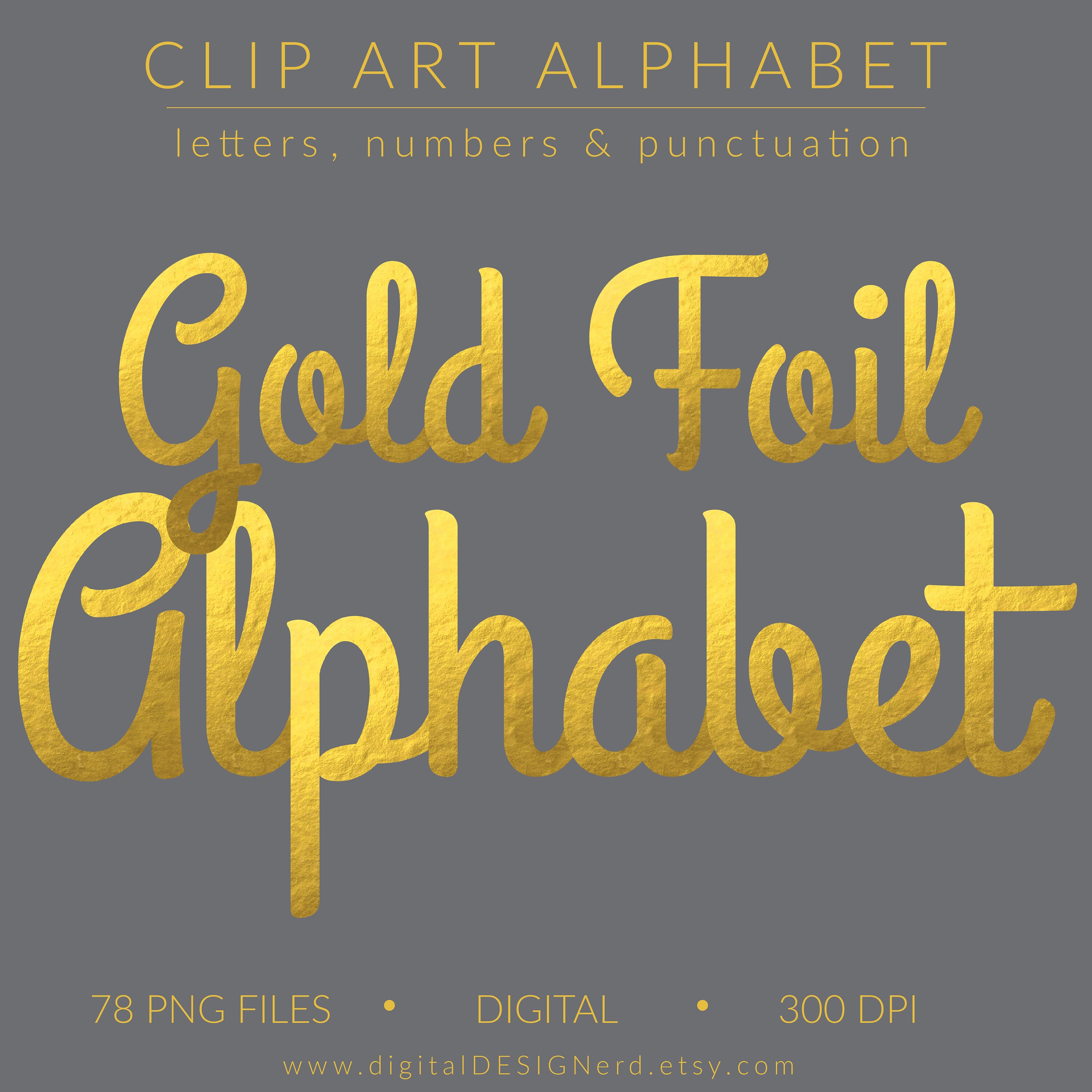 Gold Foil Alphabet Clip Art: Metallic Letters, Numbers (PNG Files) - Etsy