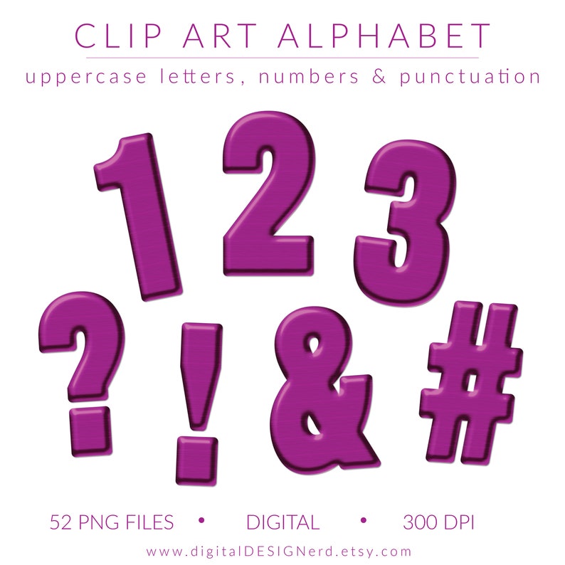 Clip Art Beveled Metal Alphabet | Byzantine Purple Matte Metallic ...