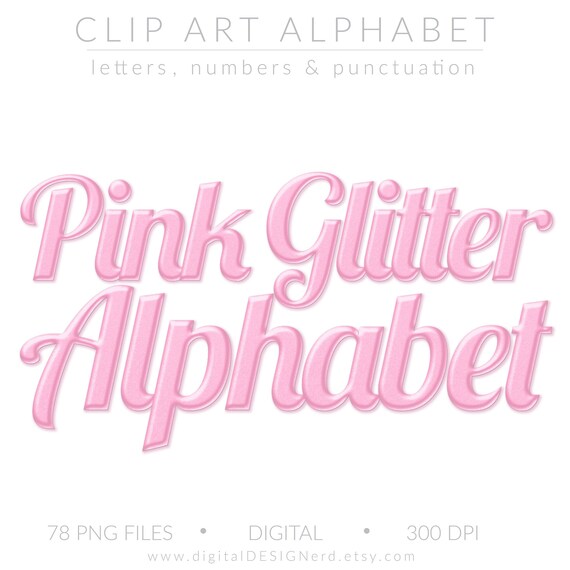 Light Pink Glitter Gel Alphabet Metallic Sparkle Clip Art | Etsy