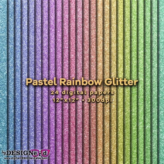 Glitter Digital Paper Set Pastel Rainbow Sparkle 24 Hi-res | Etsy