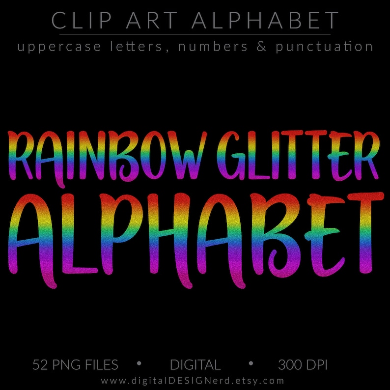 Vivid Rainbow Ombre Glitter Alphabet Clip Art Letters | Etsy