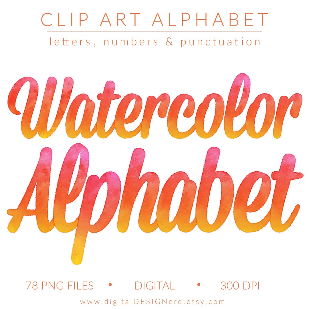 Clip Art Watercolor Alphabet | Pink and Orange Ombre Sunset | Letters ...
