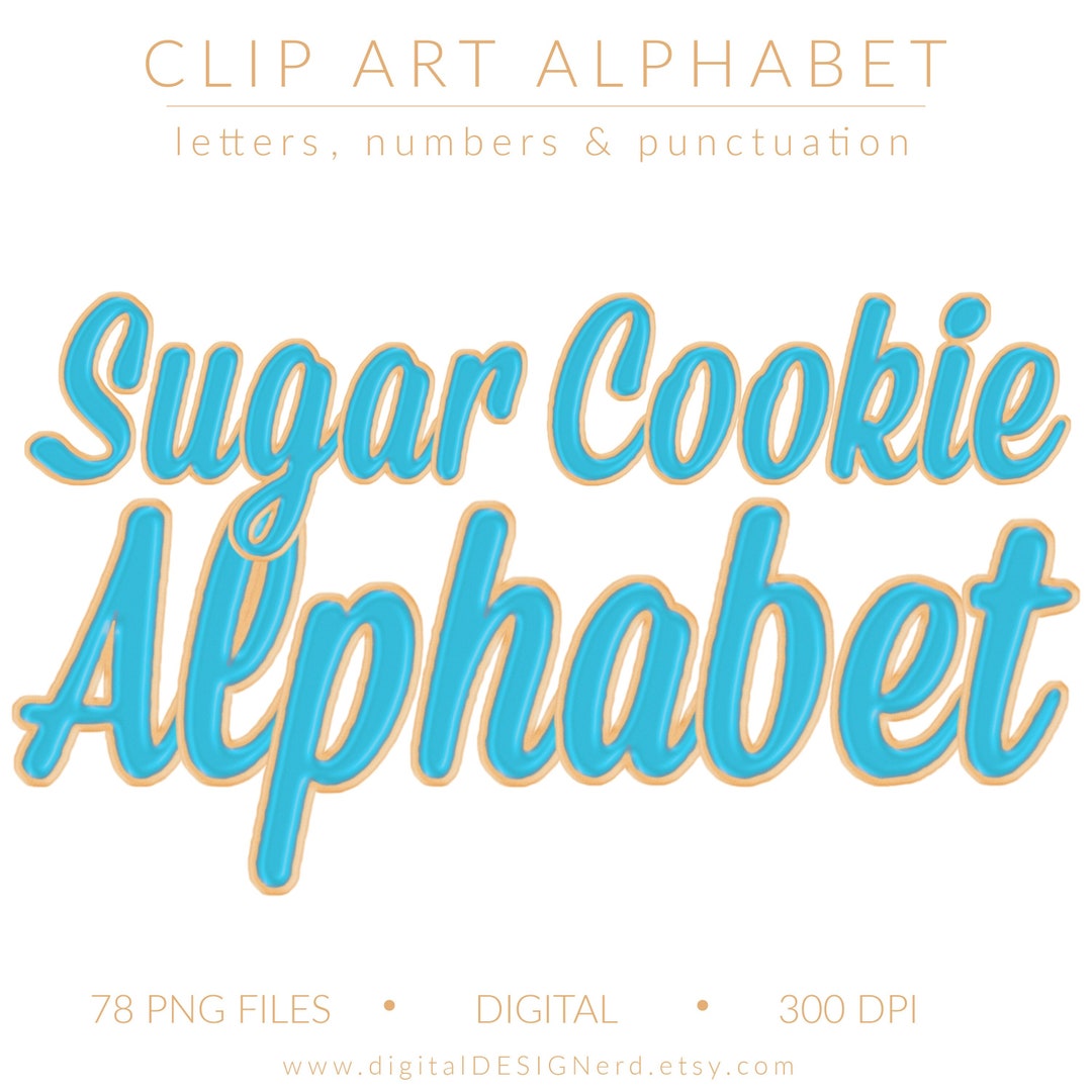 Pacific Blue Icing Frosted Sugar Cookie Alphabet | 78 PNG Digital Clip ...