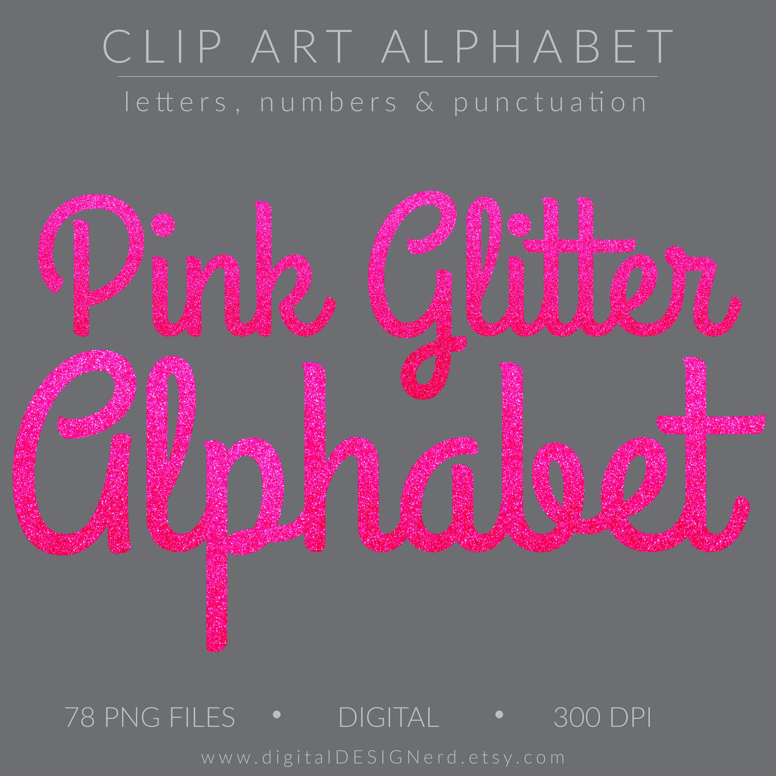 Clip Art Alphabet Hot Pink Glitter Letters Numbers & | Etsy