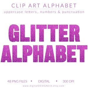 Bright Purple Glitter Alphabet | Sparkle Clip Art Letters Numbers ...