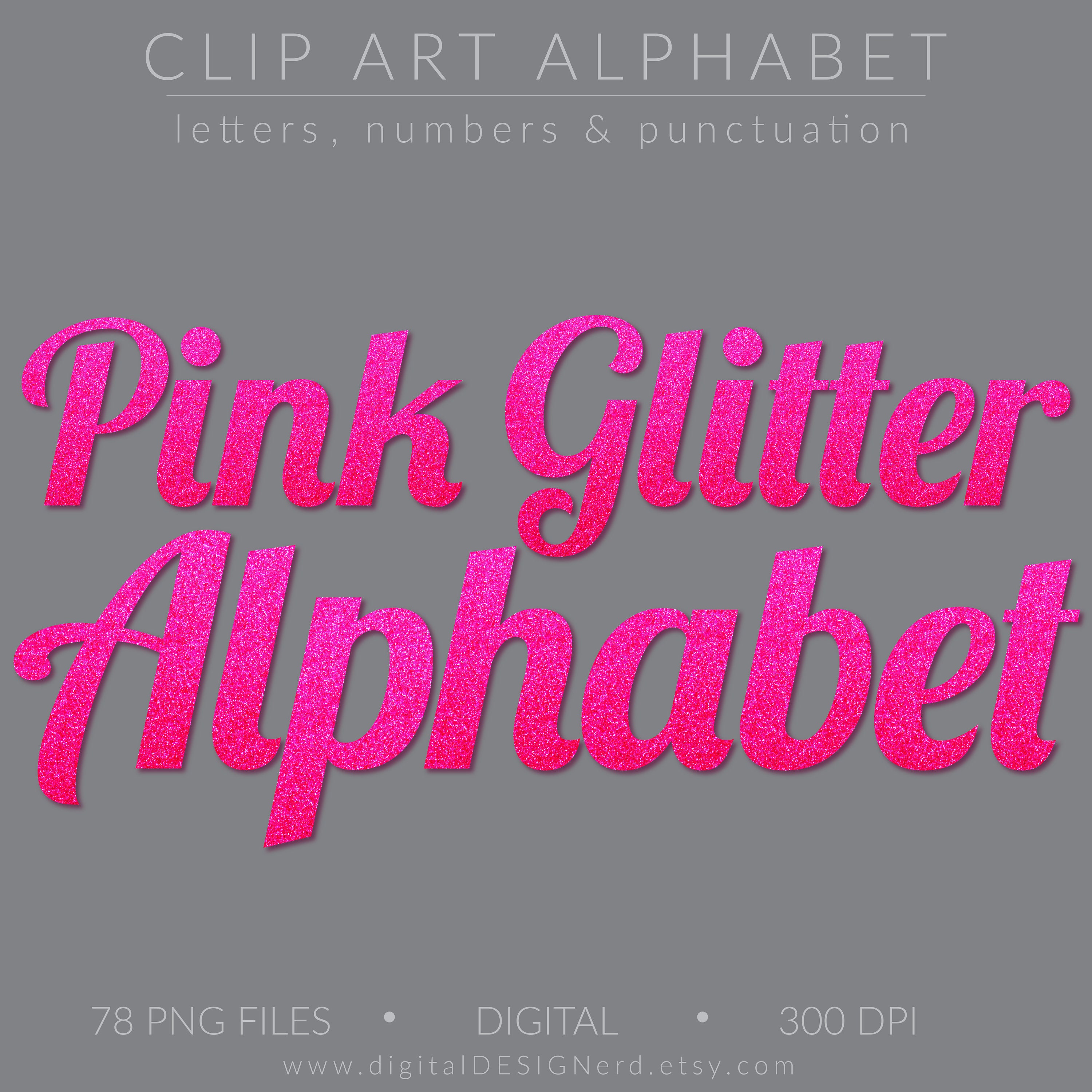 Clip Art Alphabet Hot Pink Glitter Letters Numbers & | Etsy