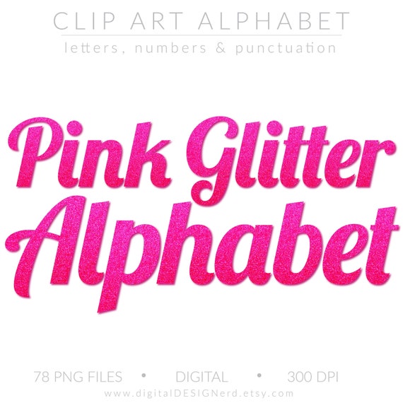 Clip Art Alphabet Hot Pink Glitter Letters Numbers & - Etsy