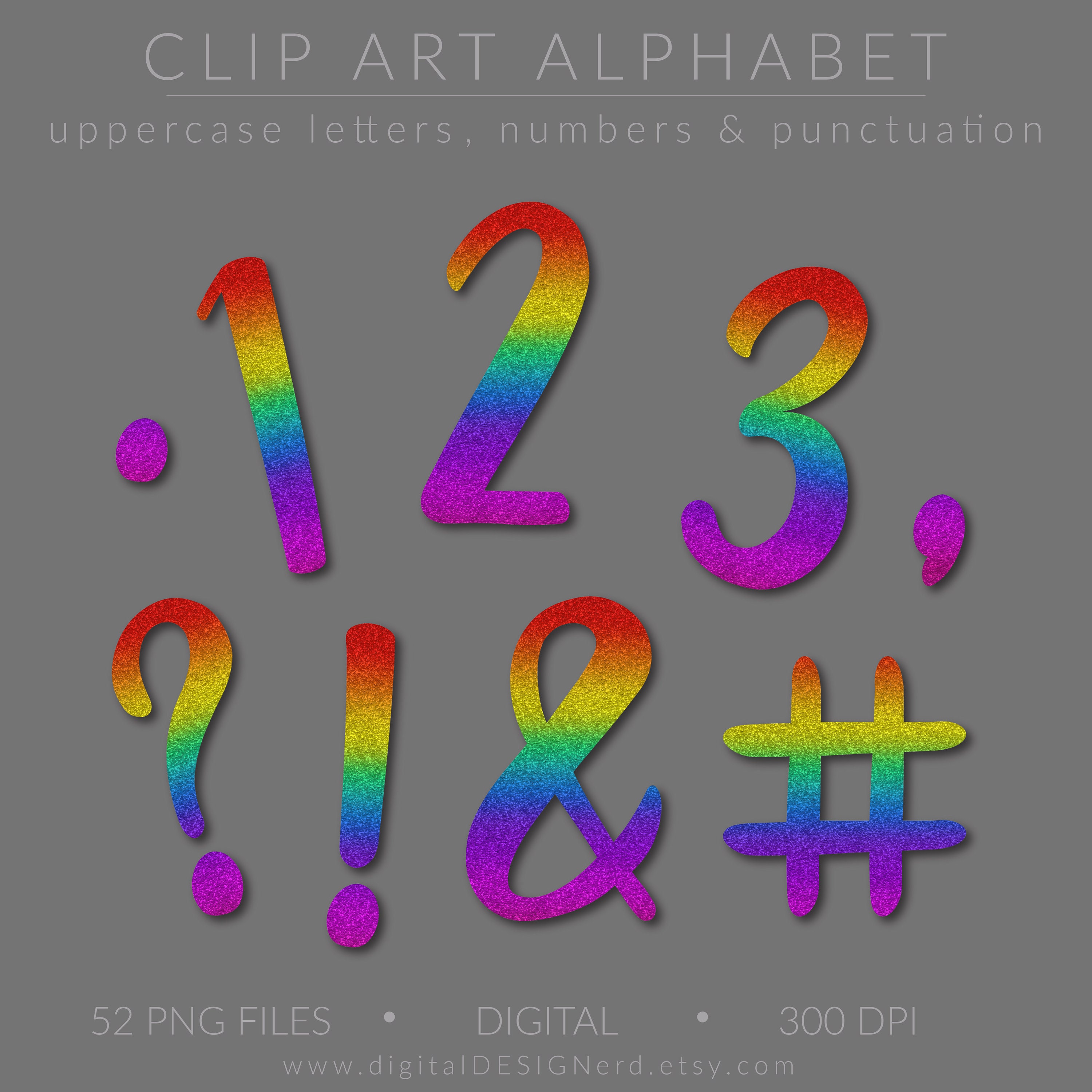 Vivid Rainbow Ombre Glitter Alphabet Clip Art Letters | Etsy